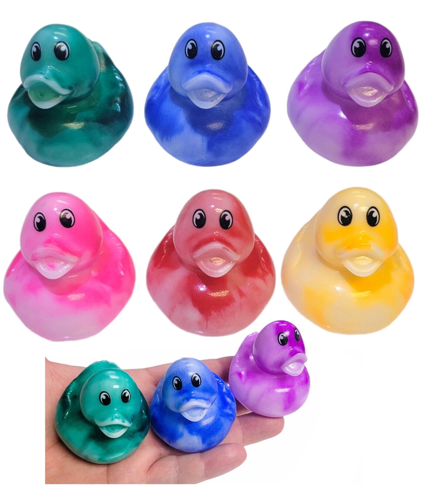 Colorful Marble Rubber Duckies (6 Pack) 2" Tall - Great Ducks for Jeep ...