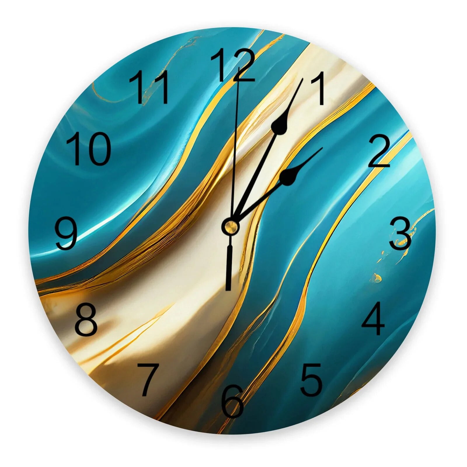 Colorful Marble Turquoise Pattern Wall Clock for Kids Rooms Silent ...
