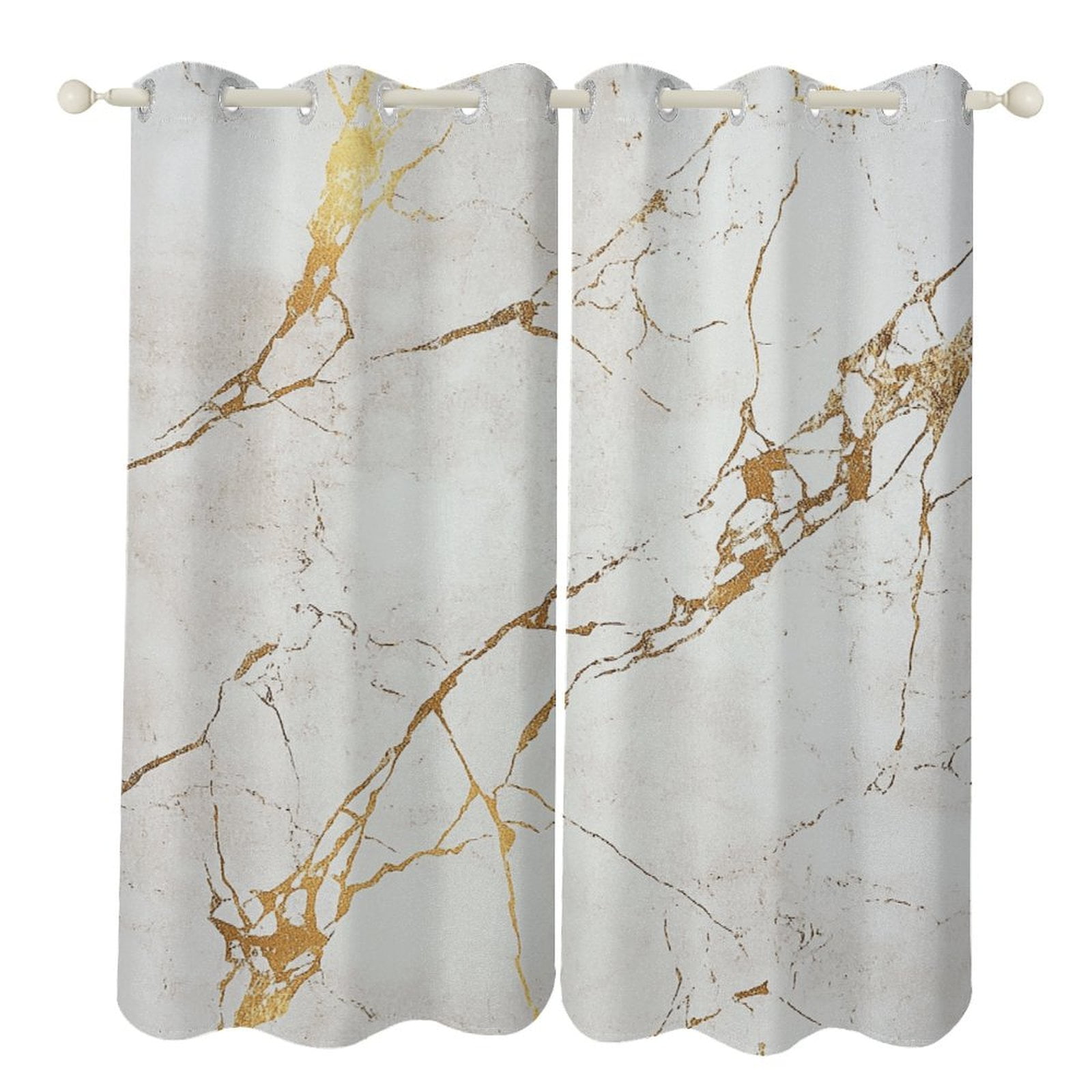Colorful Marble White (24) 2 Panels 3D Printing Pattern Curtain for ...