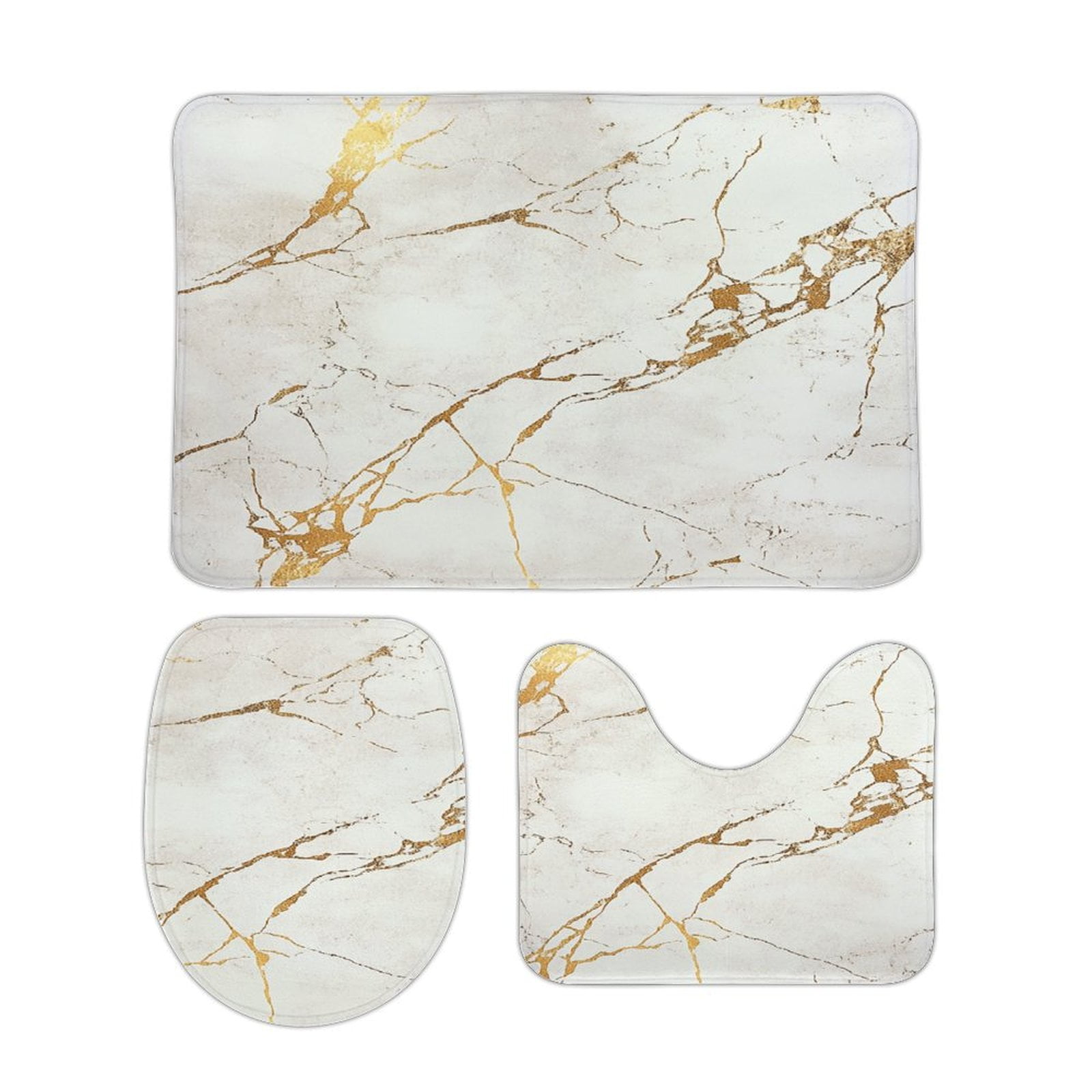 Colorful Marble White (24) Soft Bathroom Carpet Set , Contour Carpet ...