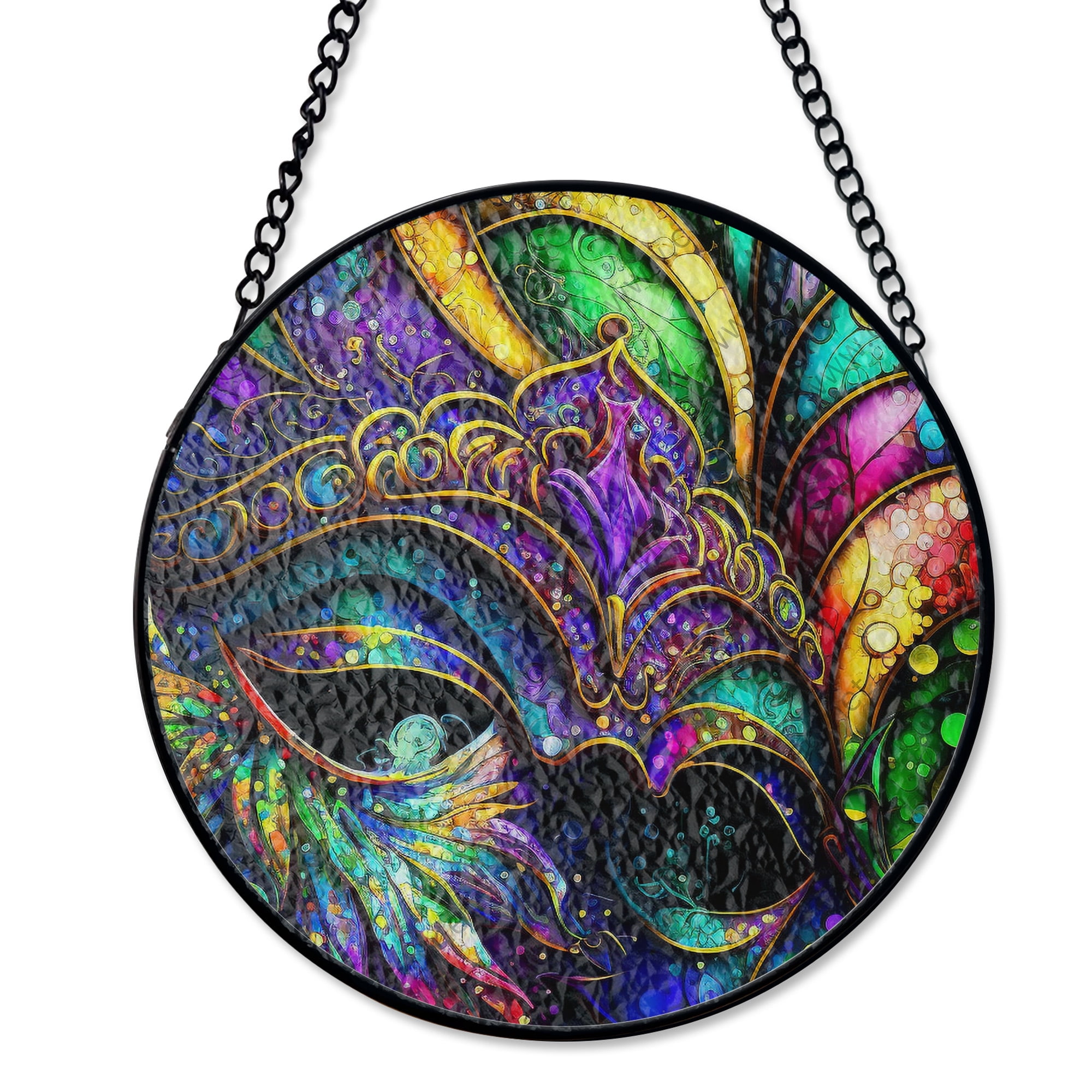 Colorful Mardi Gras Mask Of Bourbon Street Suncatcher, Stained Glass ...