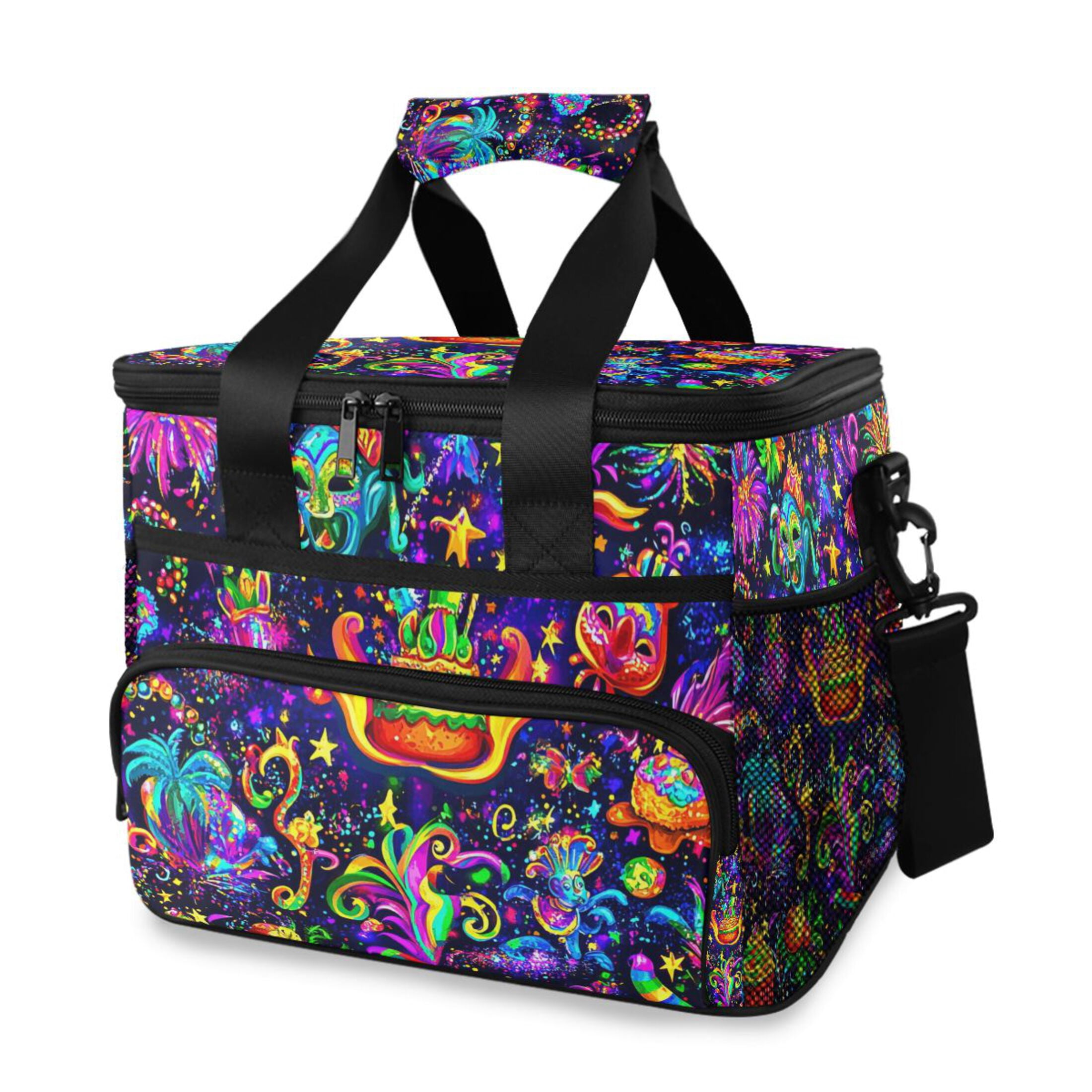 Colorful Mardi Gras Pattern Insulated Lunch Bag 15L Cooler Box for ...