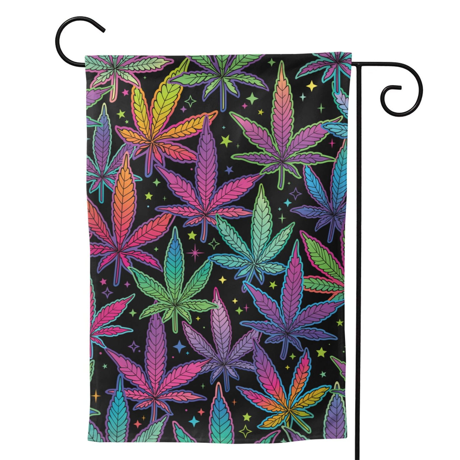 Colorful Marijuana Leaf Garden Flag 12.5"X18" Outdoor Indoor Garden ...