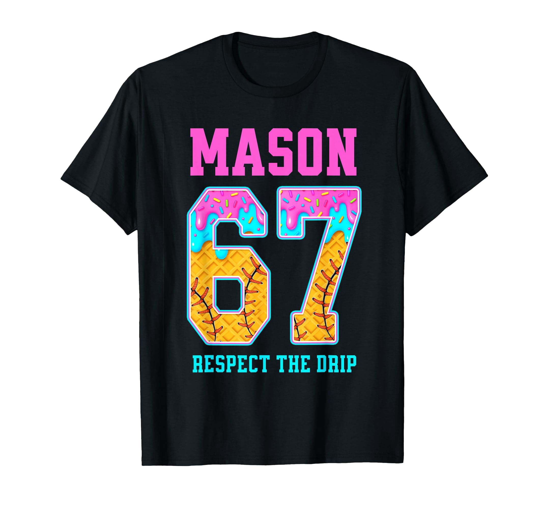 Colorful Mason 67 Ice Cream Drip T-Shirt with Bold 'Respect the Drip ...