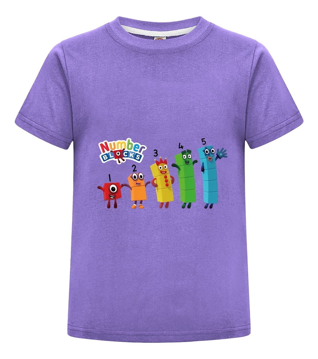 Colorful Math Numberblocks Kids Tee – Cartoon Short Sleeve Shirt for ...