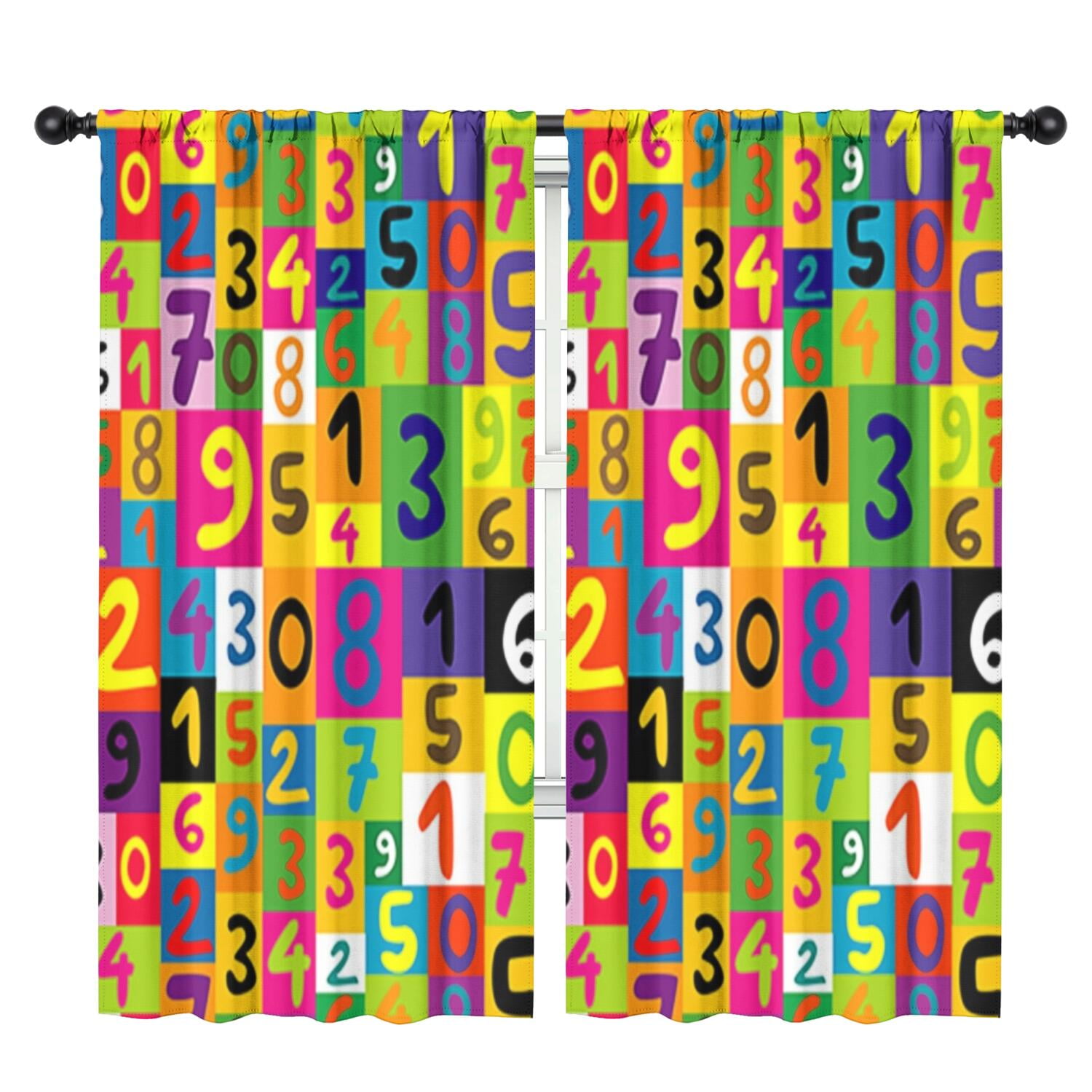 Colorful Math Numbers Pattern Blackout Kids Curtains,Childrens ...