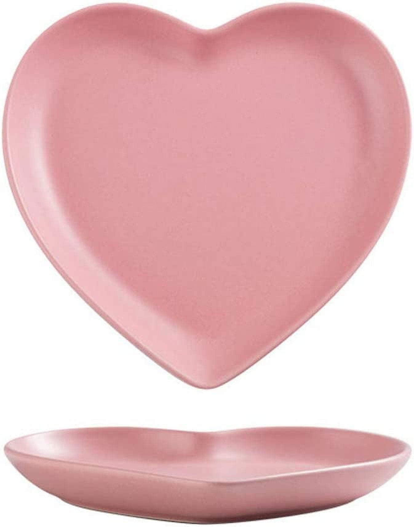 Colorful Matte Heart Shaped Ceramic Dinner Plates - Set of 2 Salad ...