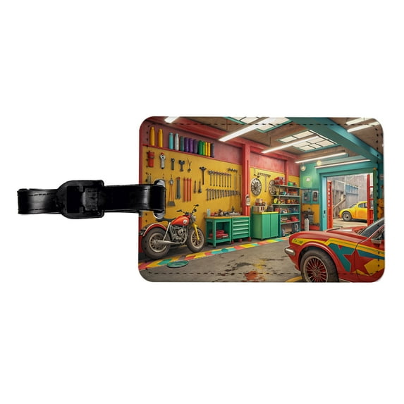 Colorful Mechanic's Garage Faux Leather Travel Luggage Tag - Walmart.com