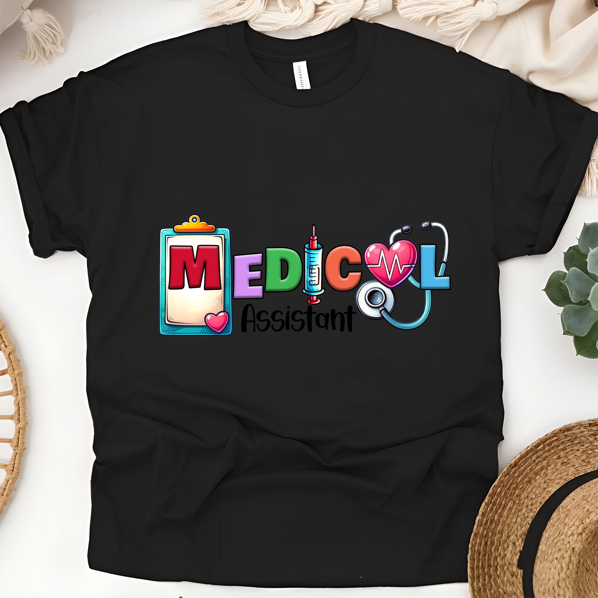 Colorful Medical Assistant Shirt | Healthcare Appreciation Tee, Black ...