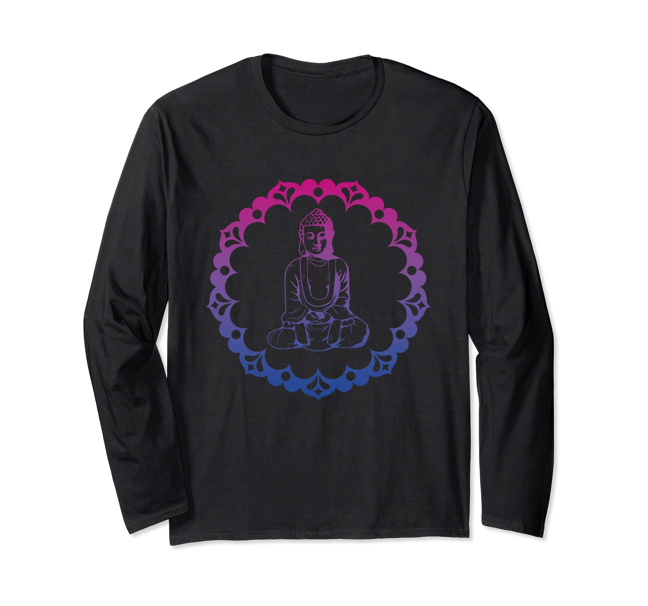 Colorful Meditation Buddha LGBTQ Bisexual Flag Mandala Om Long Sleeve T ...