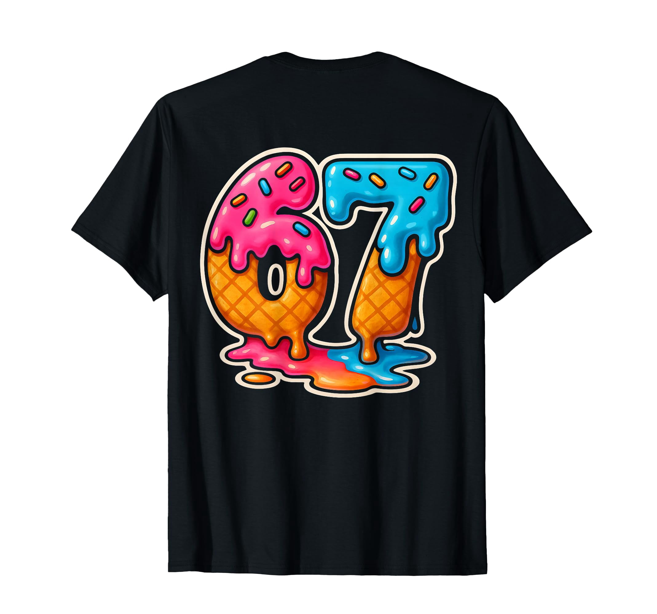 Colorful Melting Ice Cream Drip Design T-Shirt for Trendy Fashion ...
