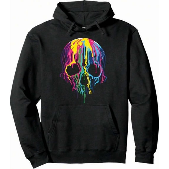 Colorful Melting Rainbow Skull Art Graphic Halloween Costume Pullover ...