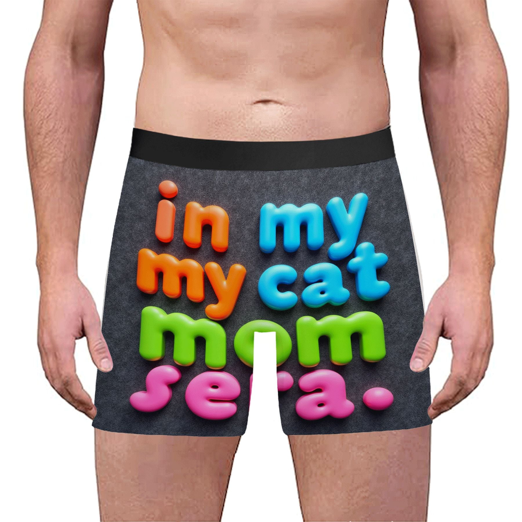 Colorful Men's Boxer Briefs with ' In My Cat Mom Sera ' Print - Playful ...