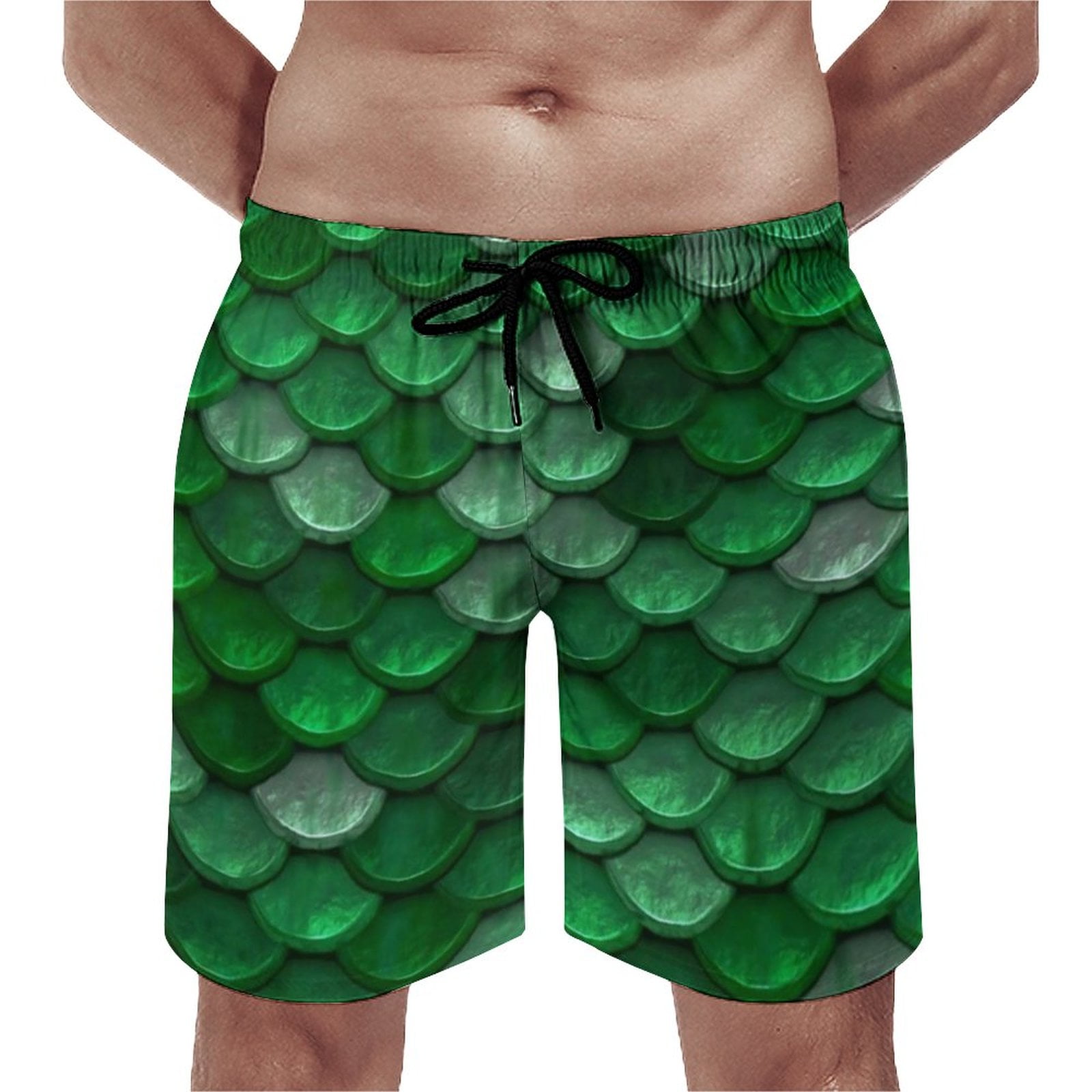 Colorful Mermaid Board Shorts Aqua Blue Scales Beach Short Pants Trenky ...