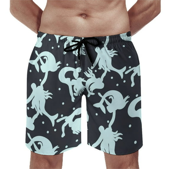 Colorful Mermaid Board Shorts Aqua Blue Scales Beach Short Pants Trenky ...