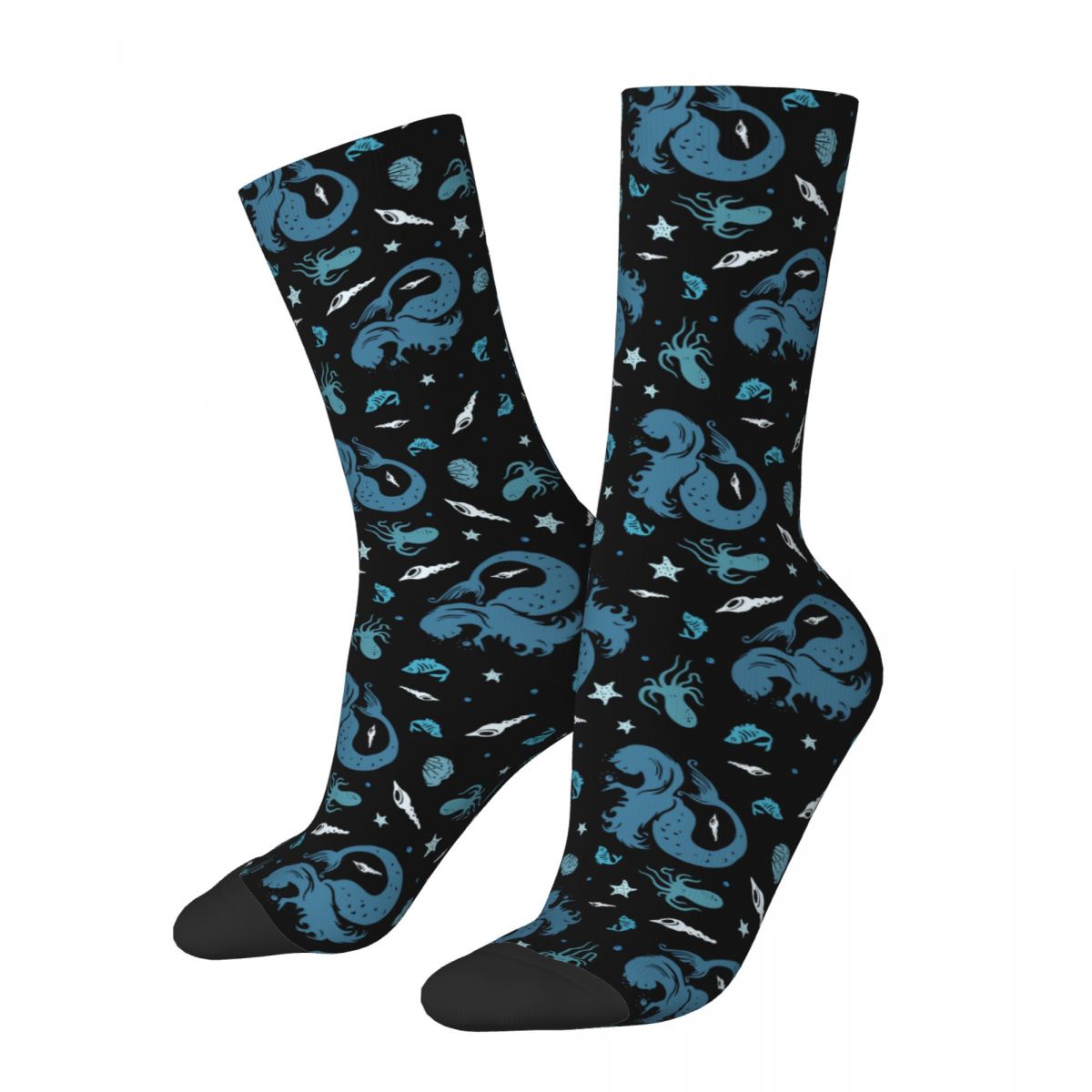 Colorful Mermaid Socks Aqua Blue Scales Elegant Stockings Women Men ...