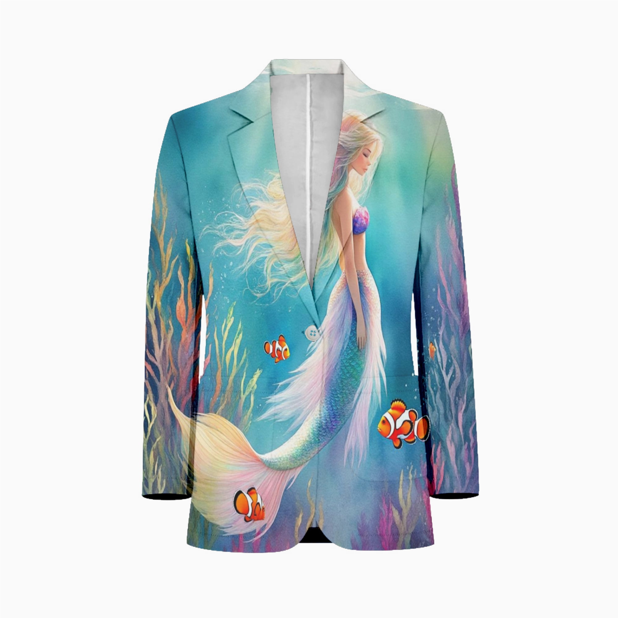 Colorful Mermaid Under the Sea Customized Men's Suits full man Shawl ...