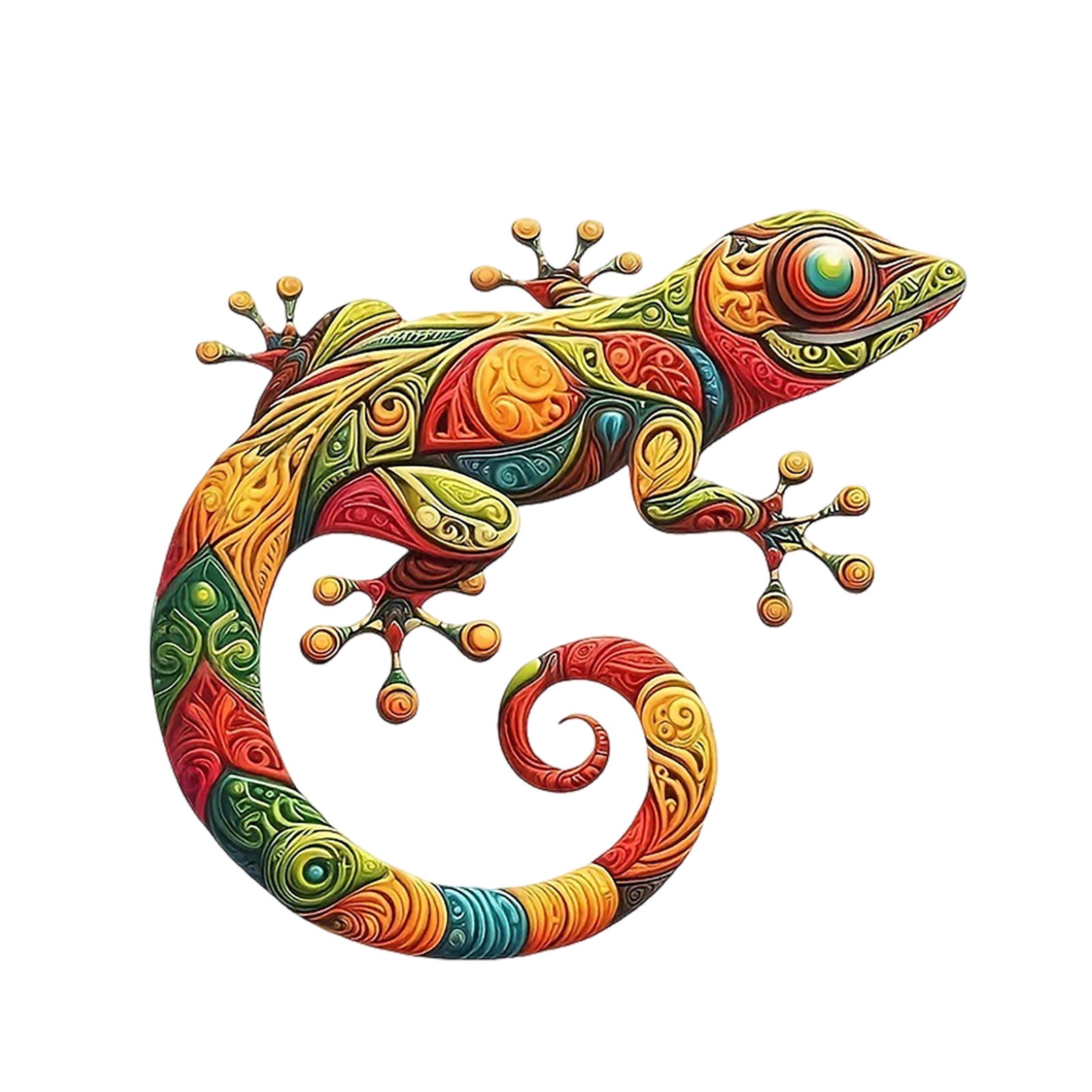 Colorful Metal Gecko Wall Art - Handmade Iron Lizard Sculpture for ...