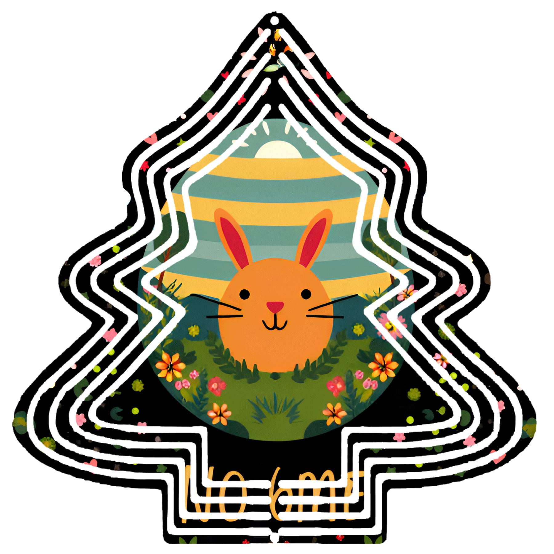 Colorful Metal Hanging Christmas Tree Wind Spinner - Cheerful Rabbit ...