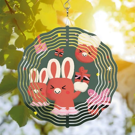 Colorful Metal Hanging Wind Spinners - Cheerful Rabbit Design Wind ...