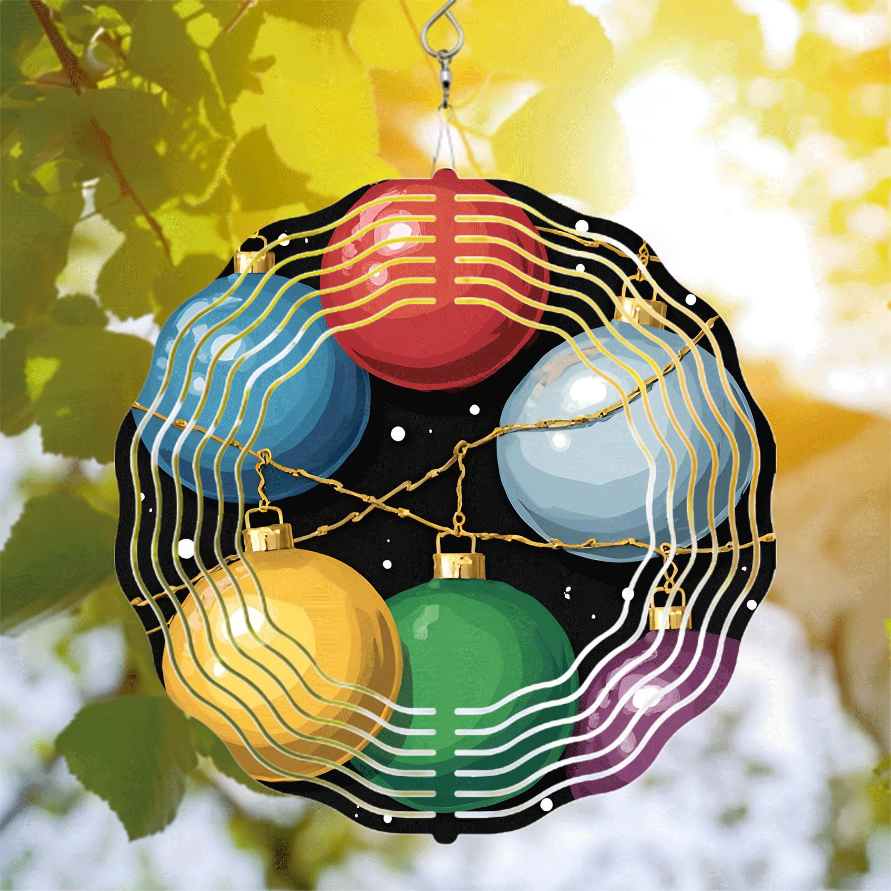 Colorful Metal Hanging Wind Spinners & Chimes - Festive Circular Design ...
