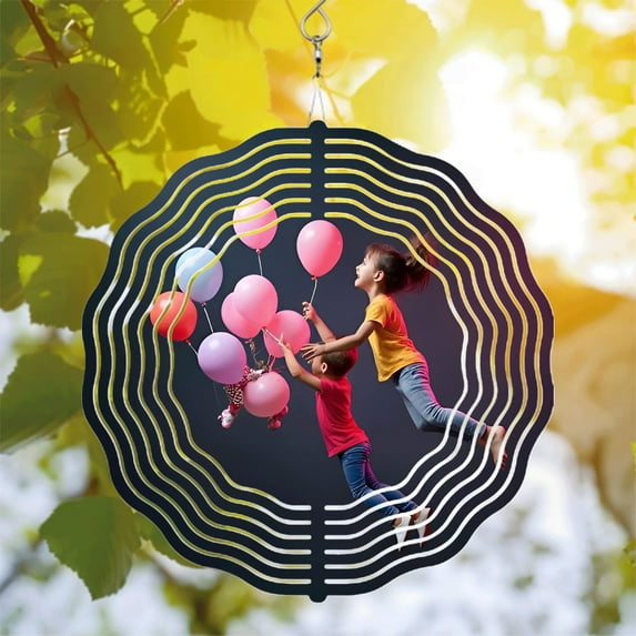 Colorful Metal Hanging Wind Spinners & Chimes - Vibrant Circular Wave ...