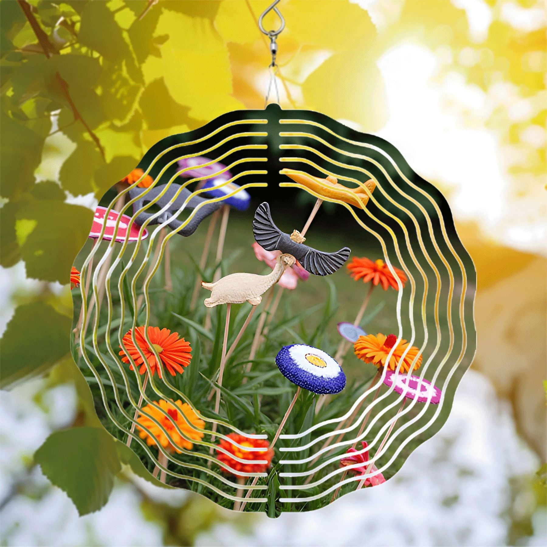 Colorful Metal Hanging Wind Spinners & Chimes - Whimsical Animal ...