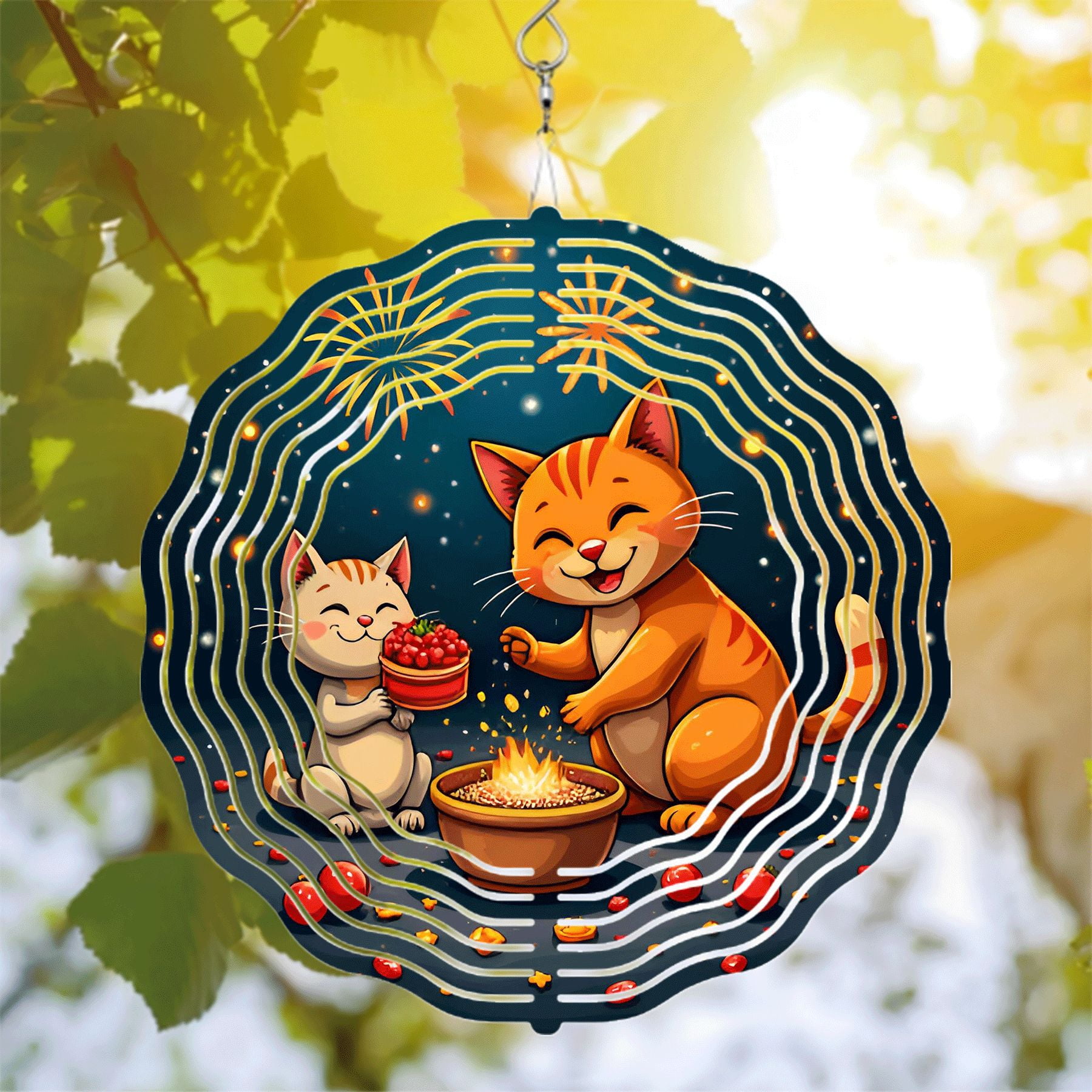 Colorful Metal Hanging Wind Spinners & Chimes - Whimsical Garden Decor ...