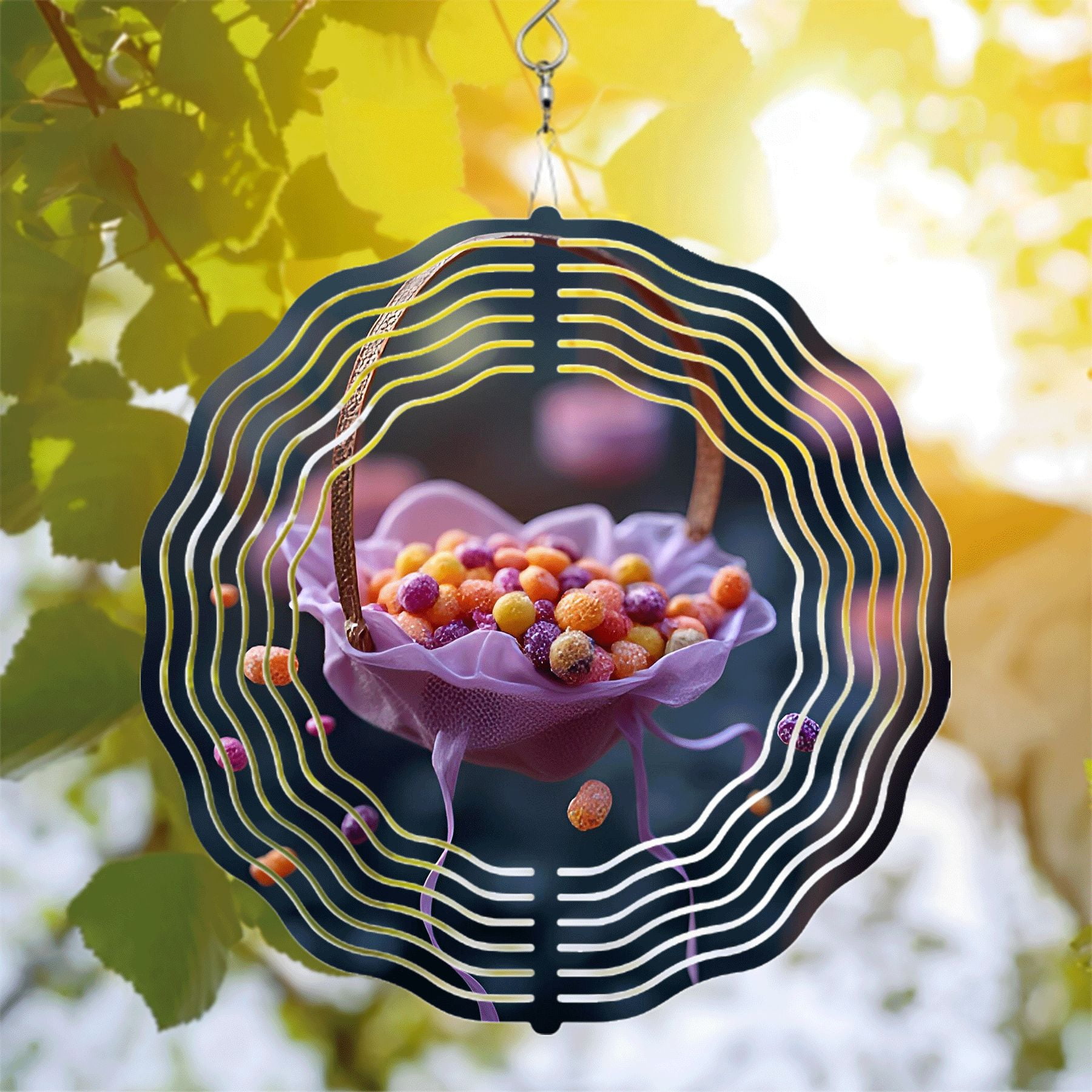Colorful Metal Hanging Wind Spinners & Chimes - Whimsical Sound Wave ...