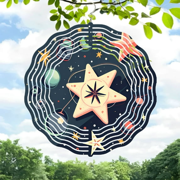 Colorful Metal Hanging Wind Spinners & Chimes for Yard & Garden - Whimsical Celestial Design ...