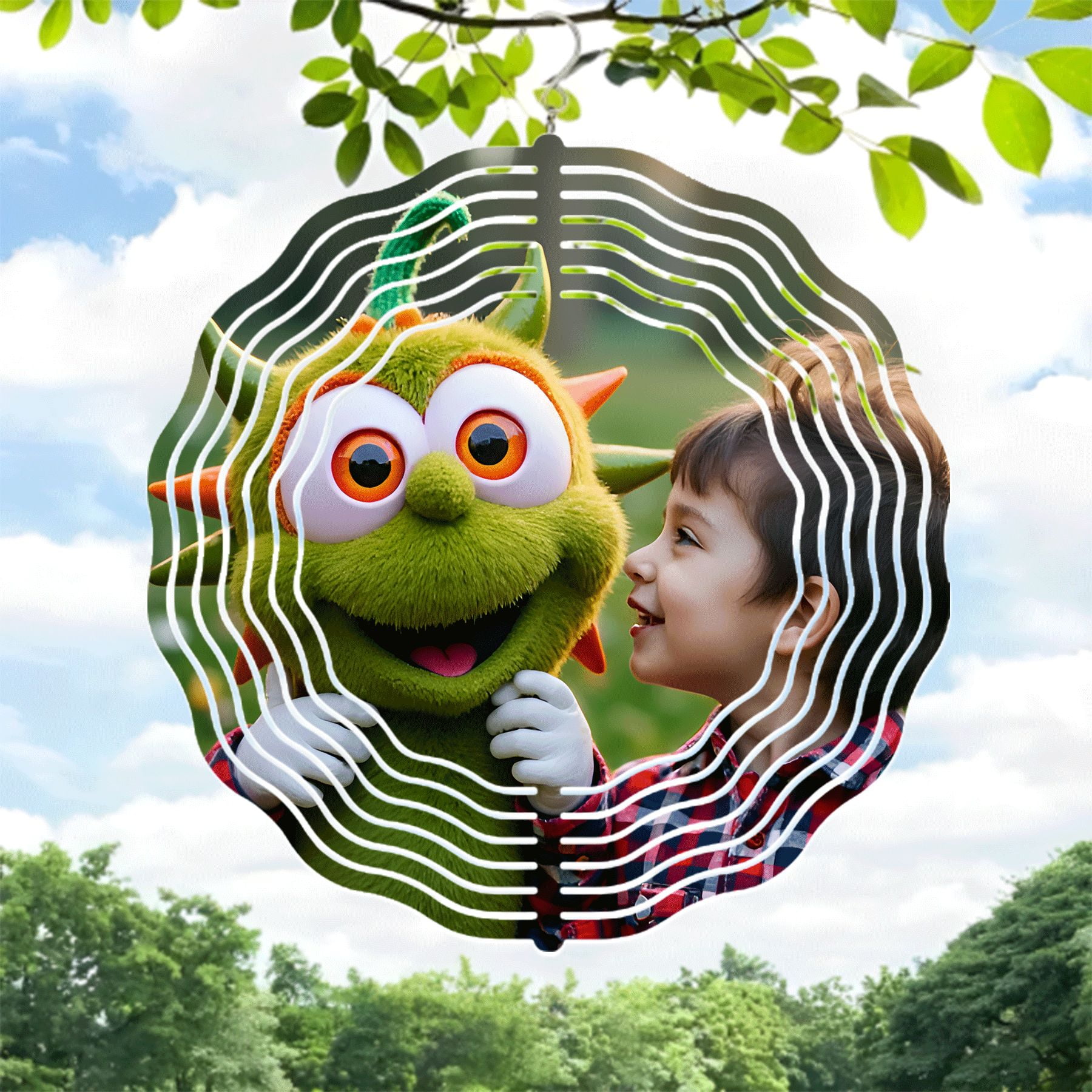 Colorful Metal Hanging Wind Spinners with Circular Patterns - Decorative Wind Chimes for Yard ...