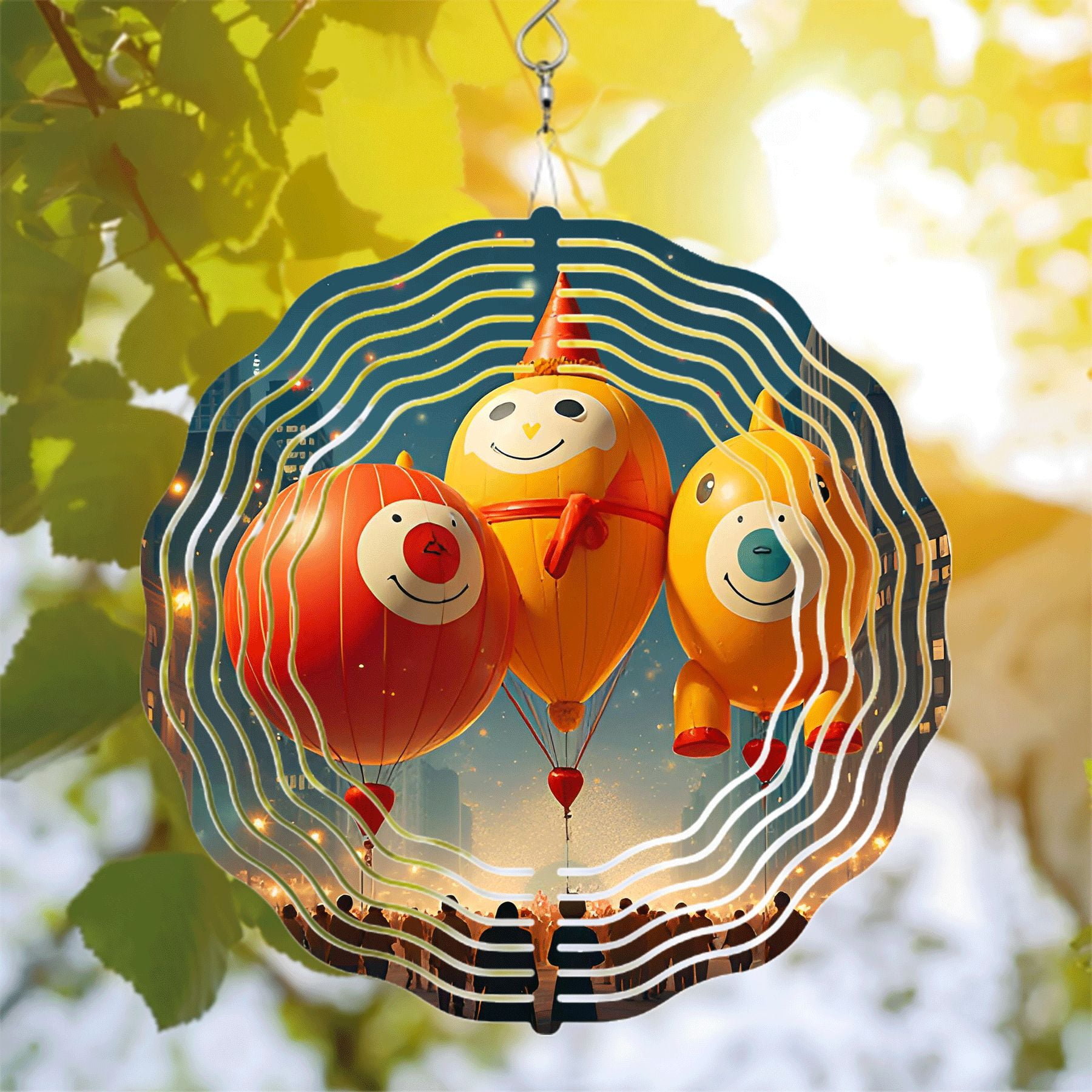 Colorful Metal Hanging Wind Spinners with Circular Ripple Design ...