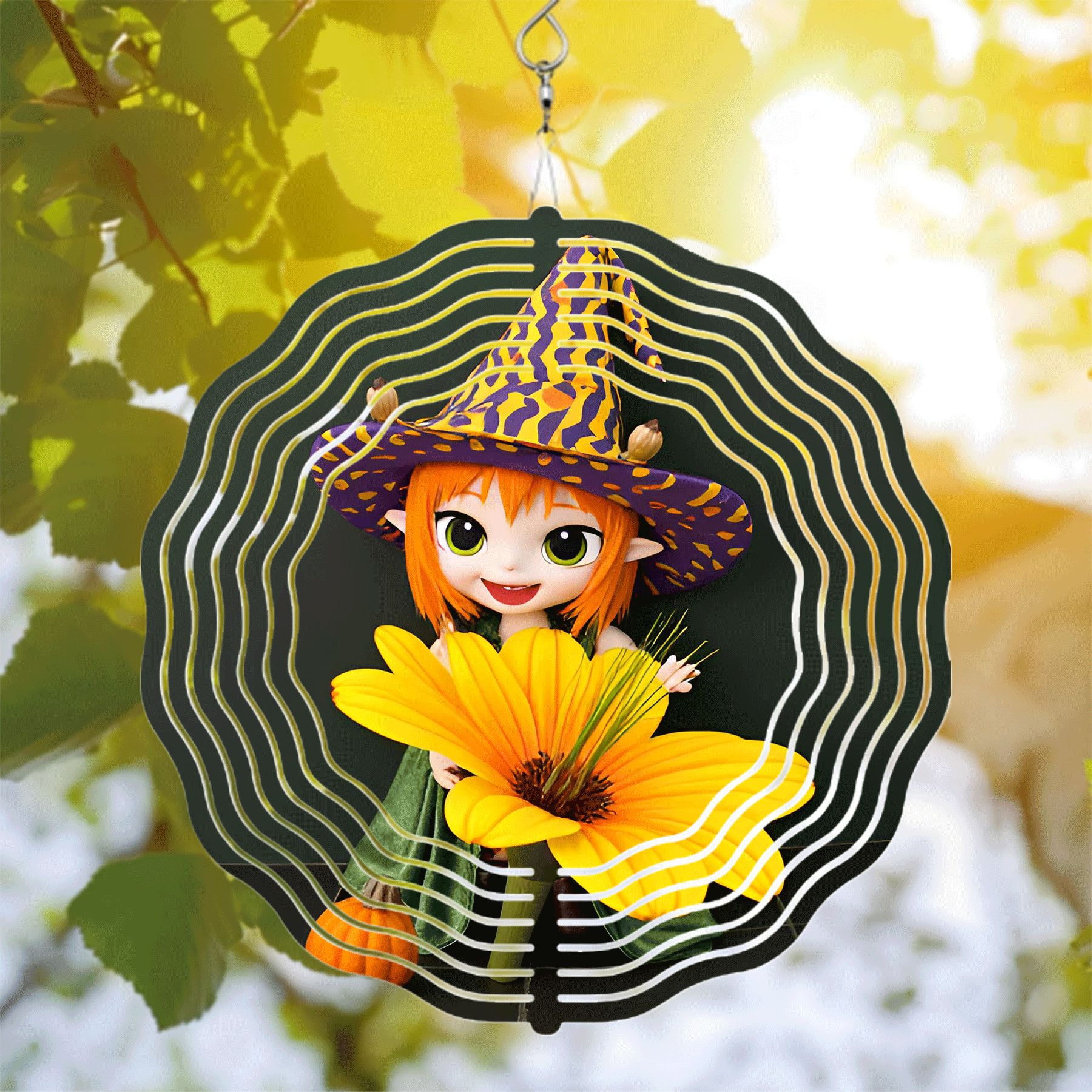 Colorful Metal Hanging Wind Spinners with Concentric Circle Design ...