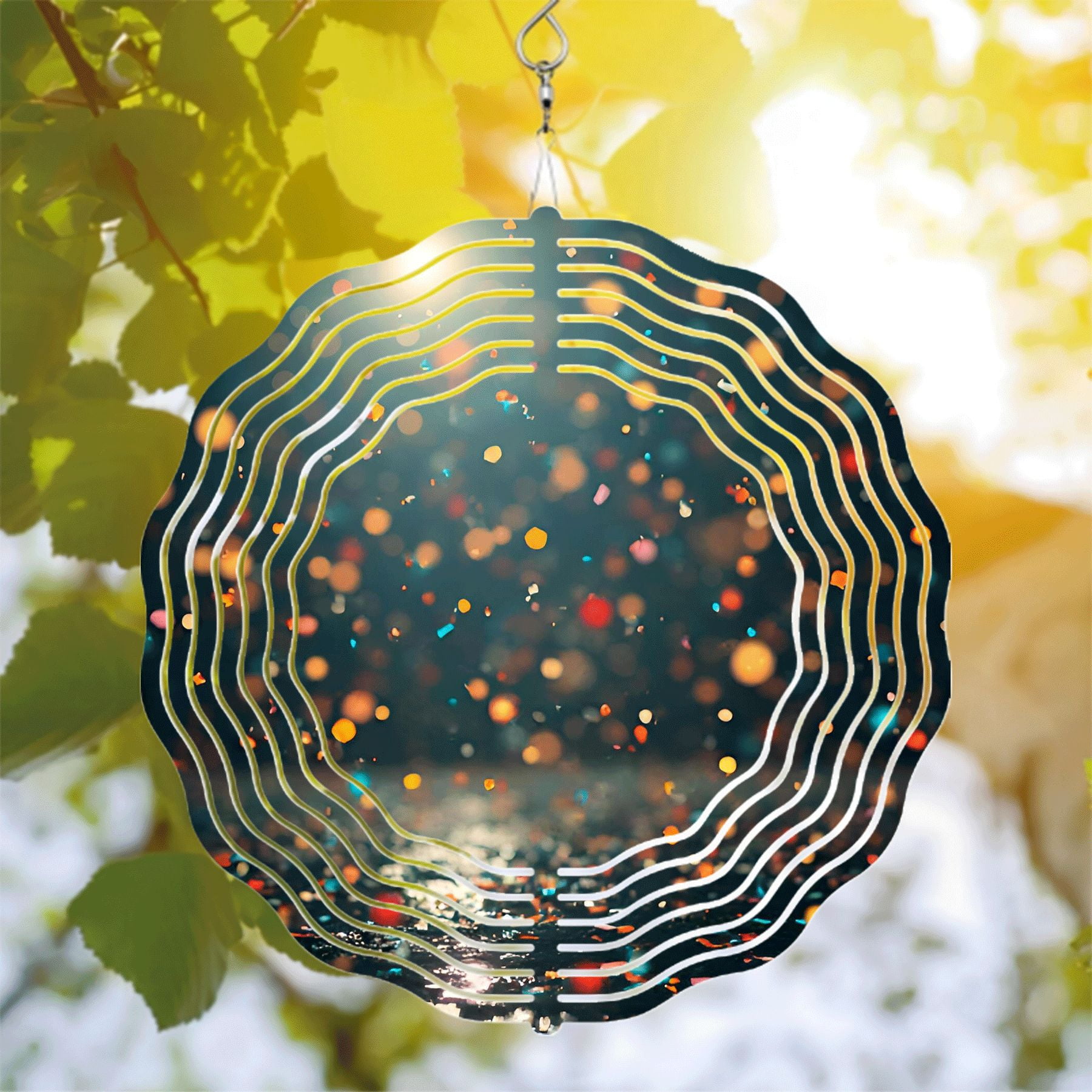 Colorful Metal Hanging Wind Spinners with Concentric Circular Patterns ...