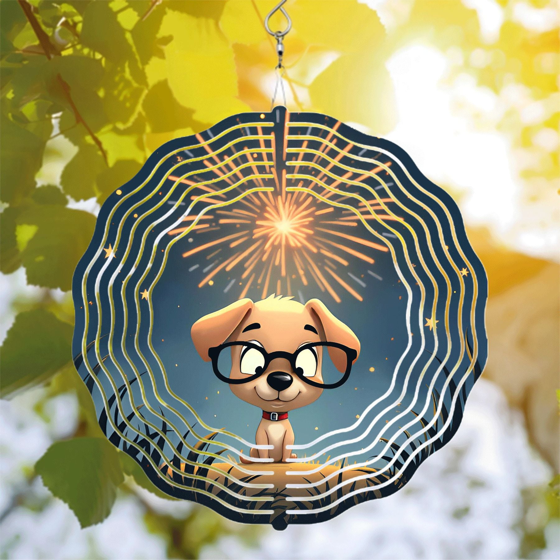 Colorful Metal Hanging Wind Spinners with Concentric Wave Design ...