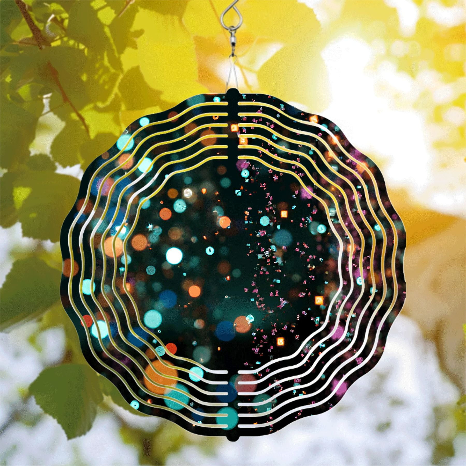 Colorful Metal Hanging Wind Spinners with Concentric White Lines ...