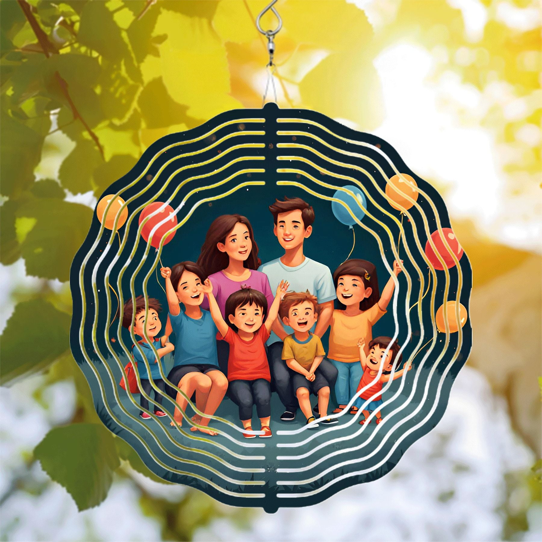 Colorful Metal Hanging Wind Spinners with Wavy Circular Patterns ...