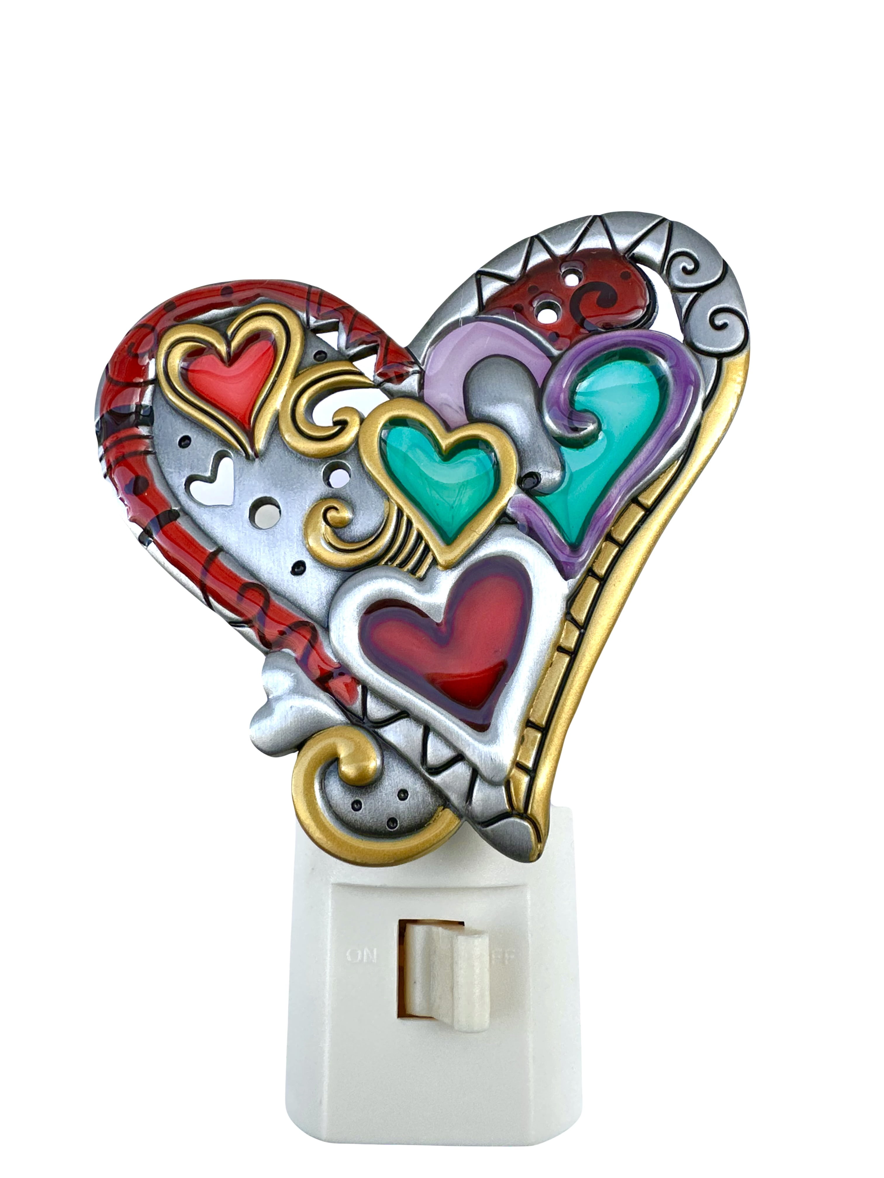 Colorful Metal Heart Night Light by Ganz - Love Heart Night Light ...