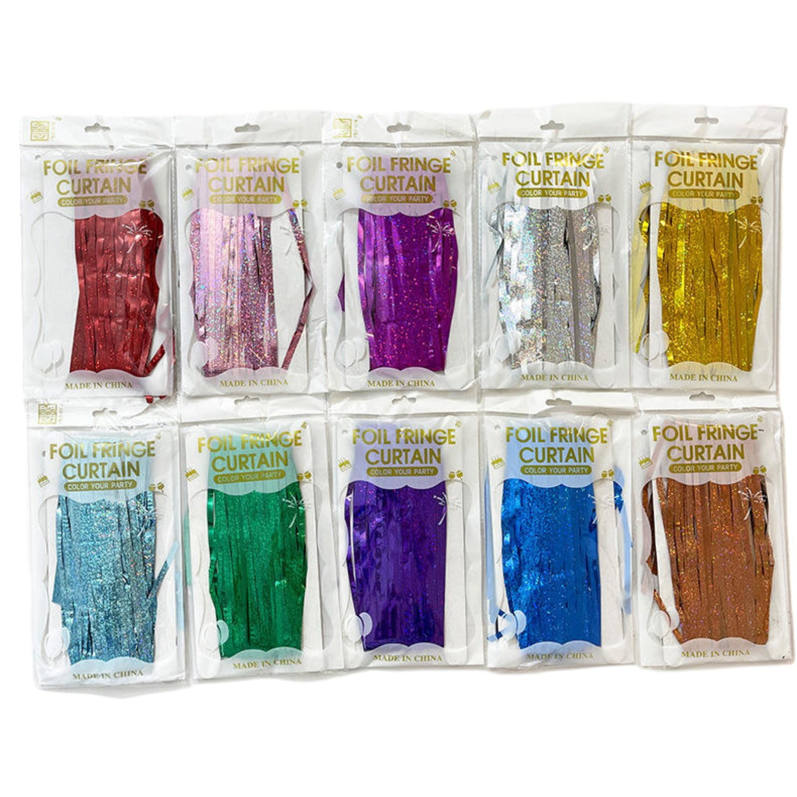 Colorful Metallic Foil Fringe Curtains 10 Pack, Party Backdrop ...