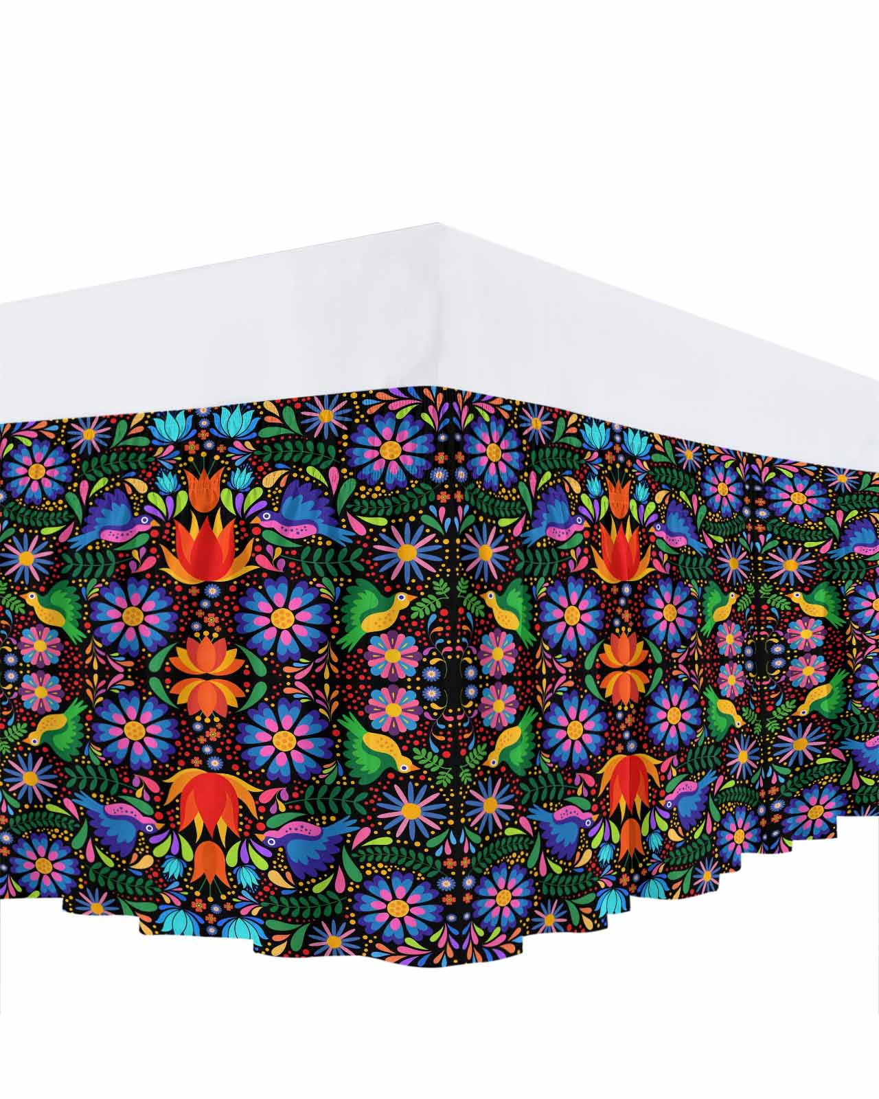 Colorful Mexican Floral Bed Skirt California King Size 16 Inch Drop ...