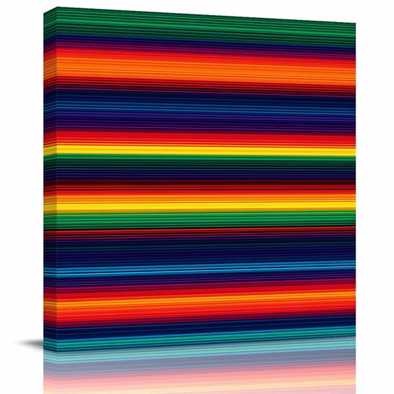 Colorful Mexican Stripes Canvas Artwork Painting Art, Gradient Line ...
