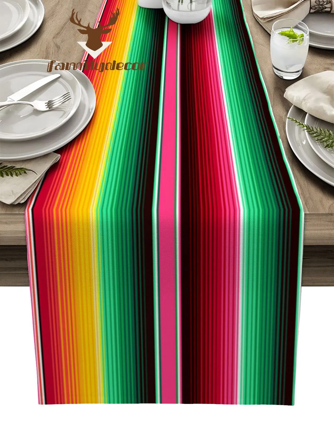 Colorful Mexican Stripes Table Runner Home Wedding Table Flag Mat Table ...