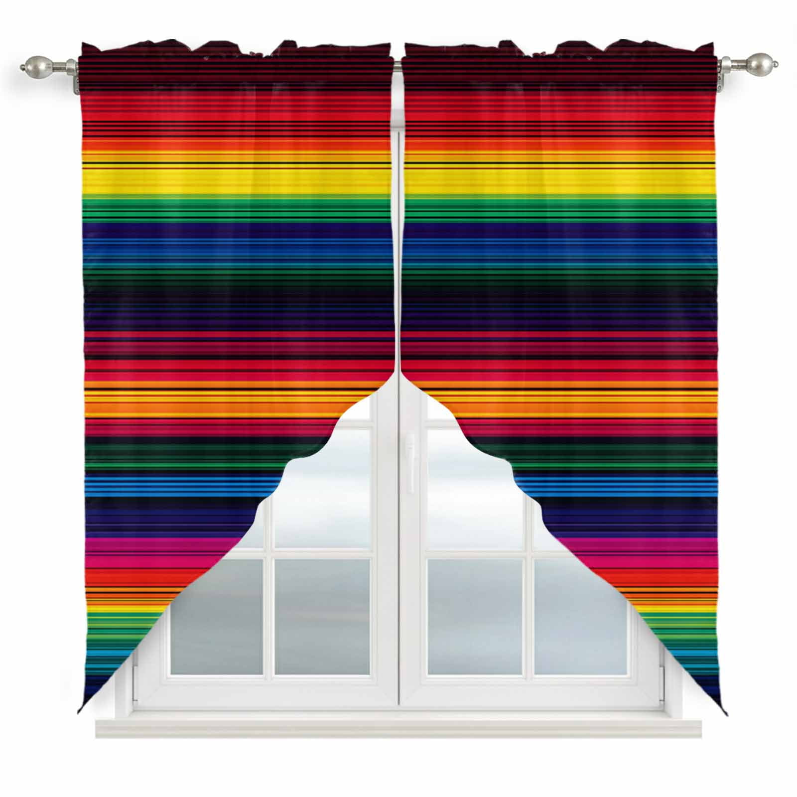 Colorful Mexican Swag Curtain Valance for Window 2 Panels Stripes ...