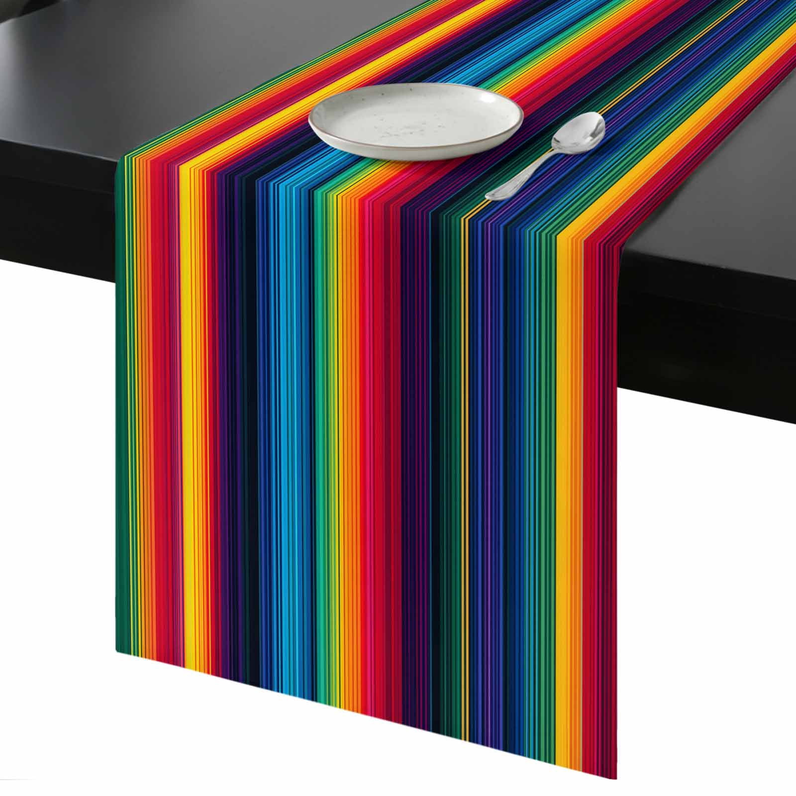 Colorful Mexican Table Runner 13x60 Inch Striped Modern Horizontal ...