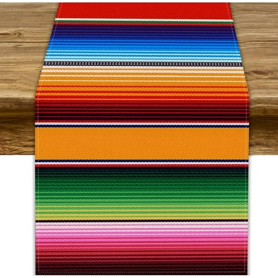 Colorful Mexican Table Runner, Day of The Dead Mexican Stripes Print ...