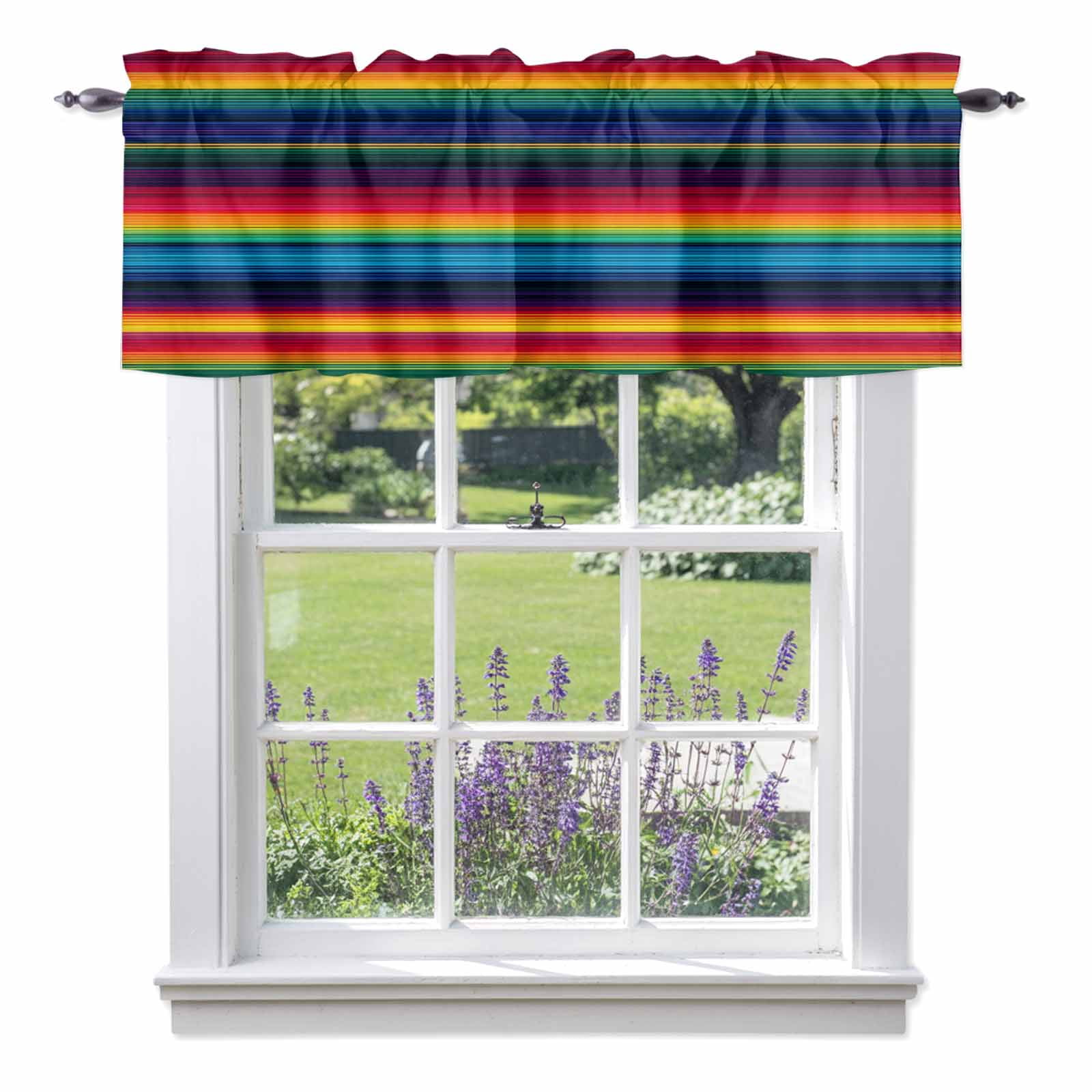 Colorful Mexican Valances for Windows, Striped Modern Horizontal ...