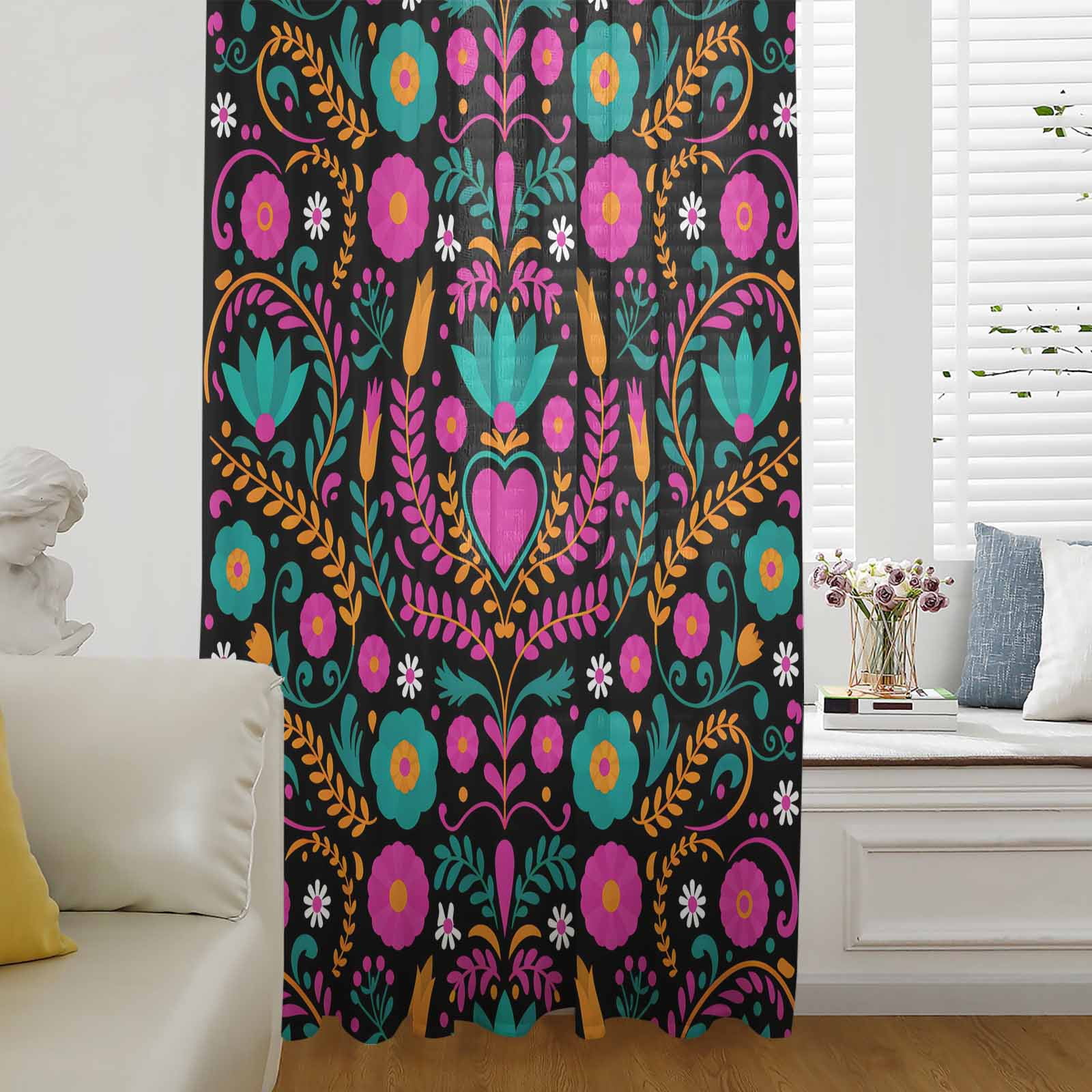 Colorful Mexico Semi Sheer Curtains Drapes for Living Room,Bedroom ...