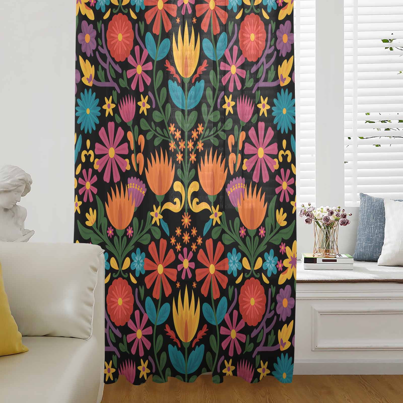 Colorful Mexico Semi Sheer Curtains Drapes for Living Room,Bedroom ...