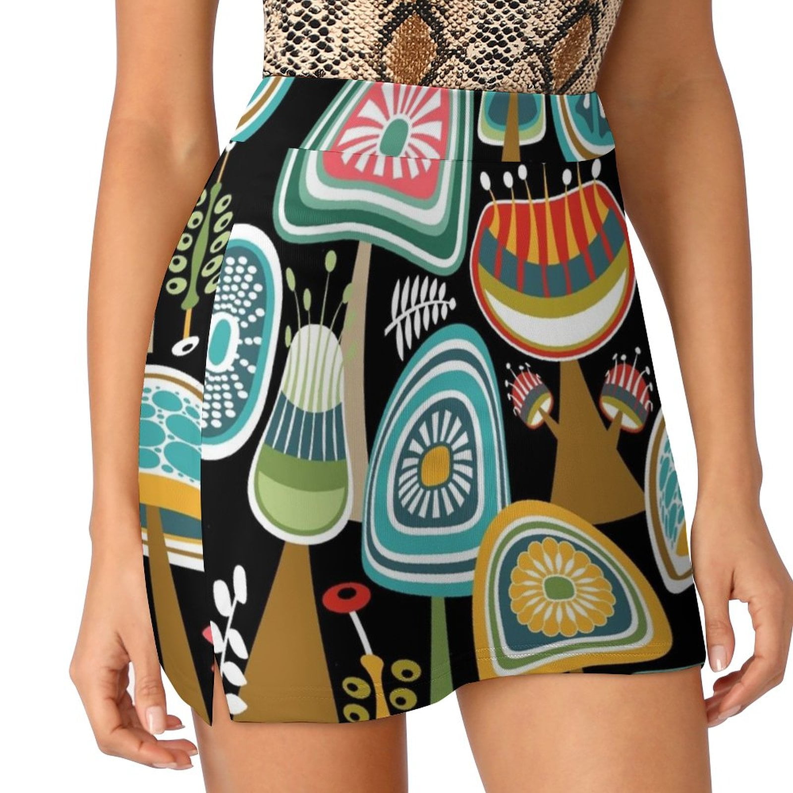 Colorful Mid Century Modern Mushrooms / / Large Scale Women's skirt ...