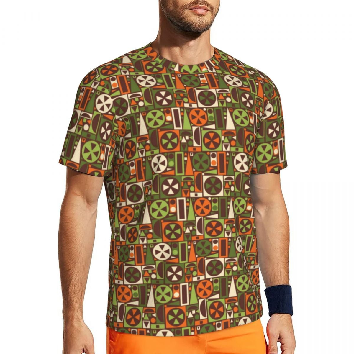 Colorful Mid Century T-Shirt Geometric Abstract Hip Hop Running T ...